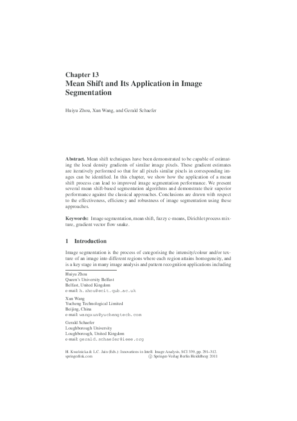 (PDF) Mean Shift and Its Application in Image Segmentation