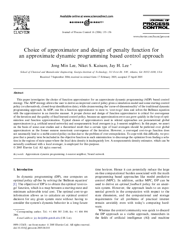 (PDF) Choice of approximator and design of penalty function for an approximate dynamic ...