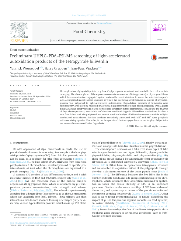 (PDF) Preliminary UHPLC-PDA-ESI-MS screening of light-accelerated autoxidation products of the ...