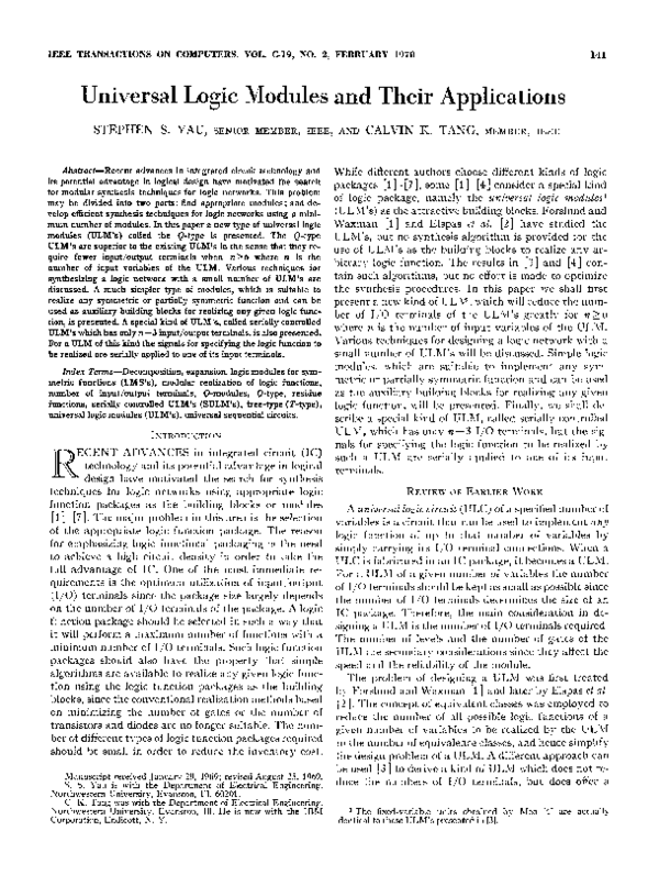 (PDF) Universal Logic Modules and Their Applications