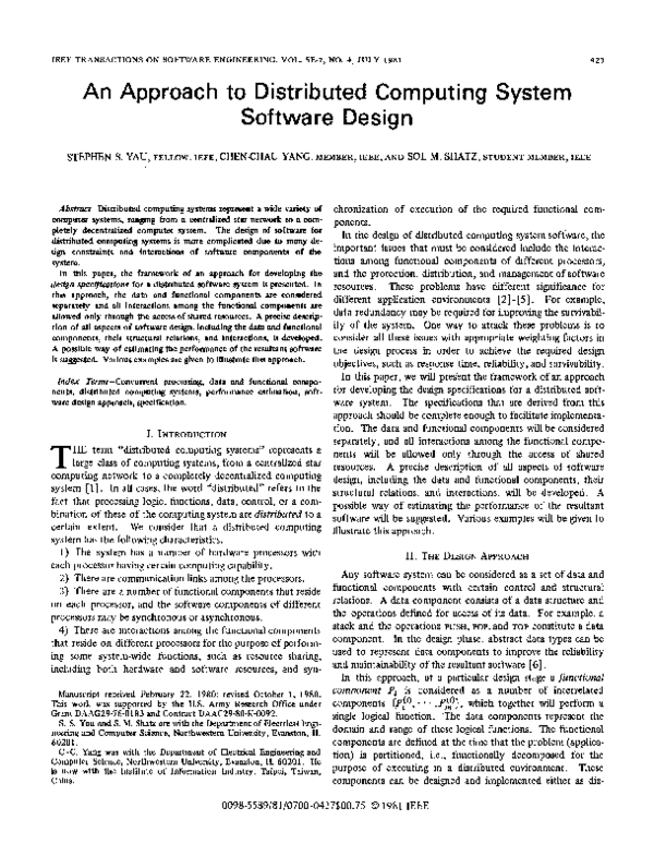(PDF) An Approach to Distributed Computing System Software Design