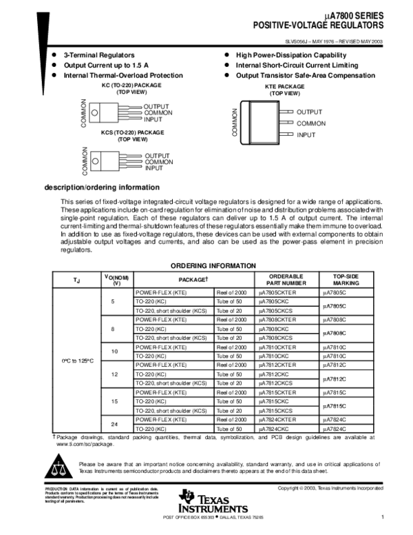 (PDF) uA7800 Series (Rev. J