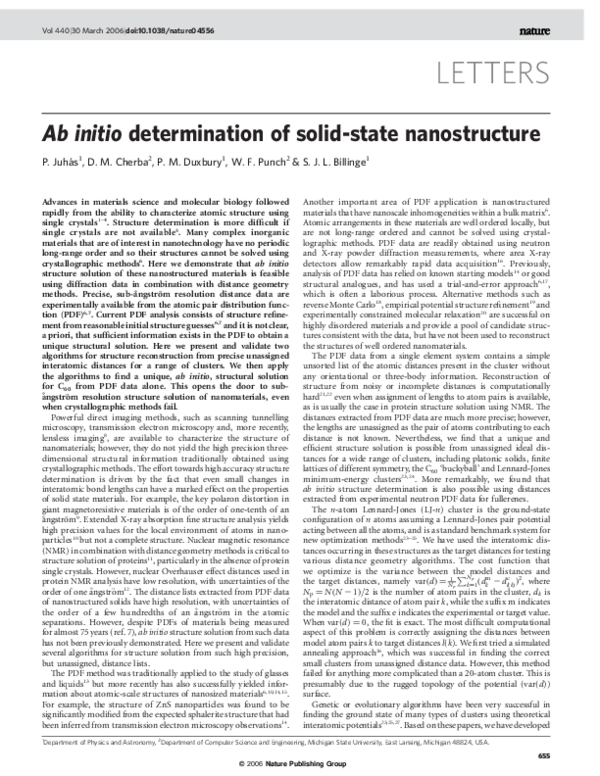 (PDF) Ab initio determination of solid-state nanostructure