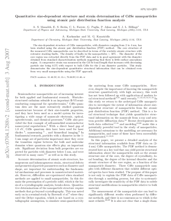 (PDF) Quantitative size-dependent structure and strain determination of ...