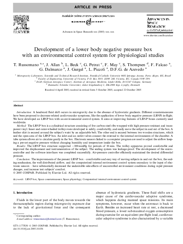 (PDF) Development of a lower body negative pressure box with an ...