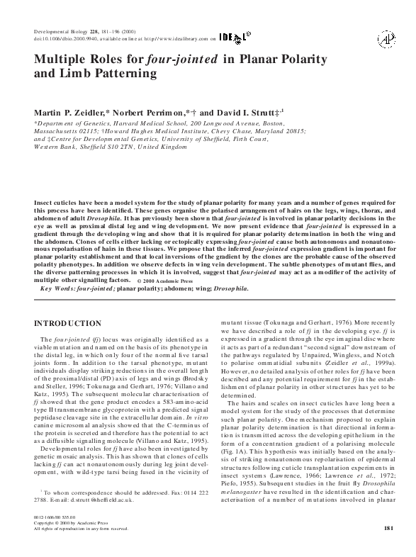 (PDF) Multiple Roles for four-jointed in Planar Polarity and Limb ...