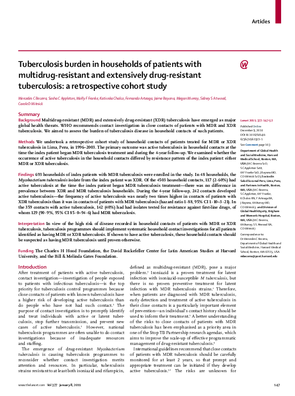 (PDF) Tuberculosis burden in households of patients with multidrug ...