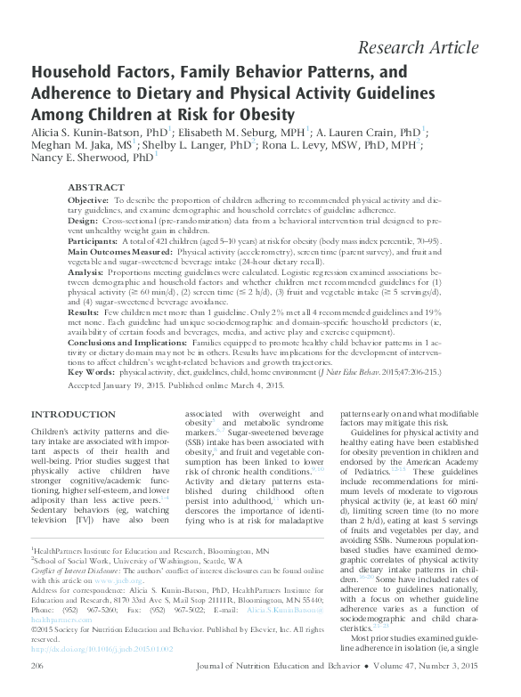 (PDF) Household Factors, Family Behavior Patterns, and Adherence to ...