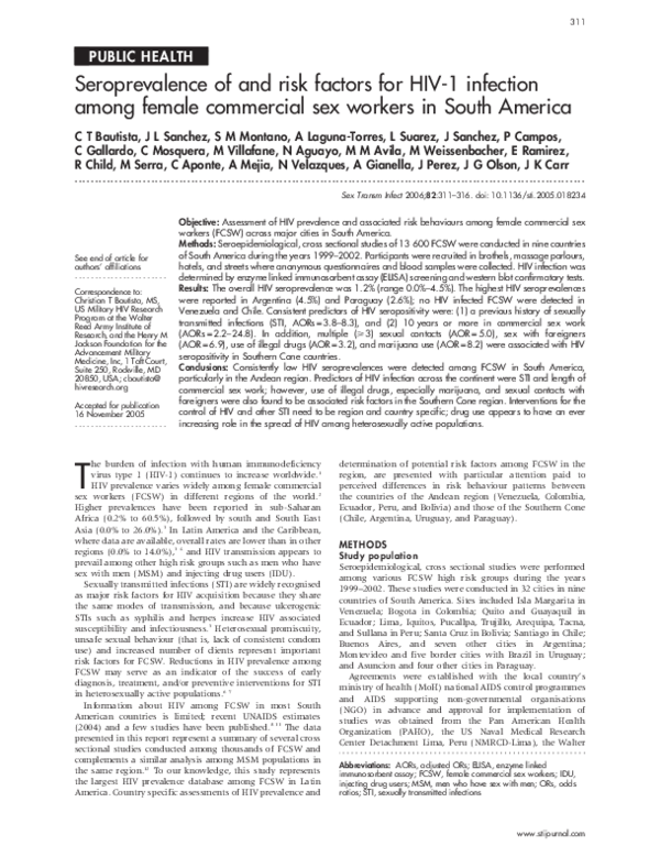 Pdf Seroprevalence Of And Risk Factors For Hiv 1 Infection Among