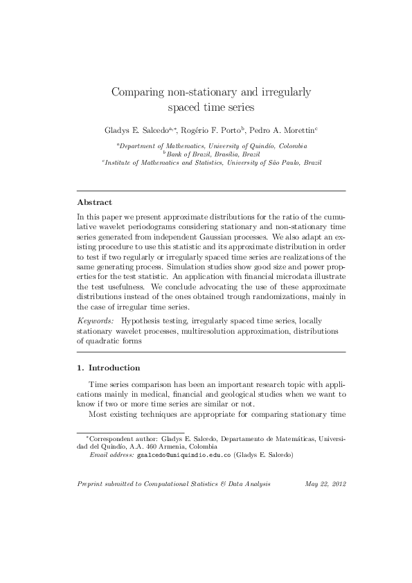 Pdf Comparing Non Stationary And Irregularly Spaced Time Series