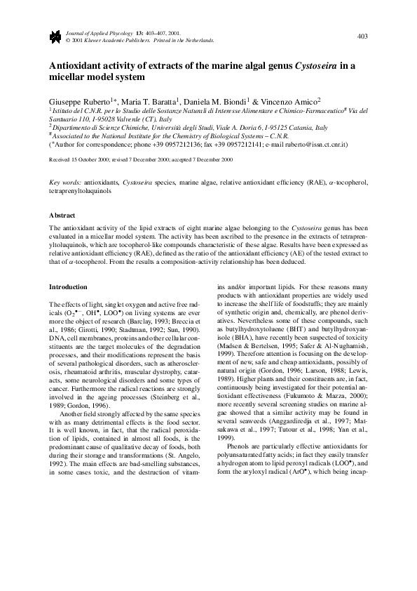 (PDF) Antioxidant activity of extracts of the marine algal genus ...