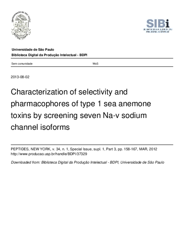 (PDF) Characterization of selectivity and pharmacophores of type 1 sea ...