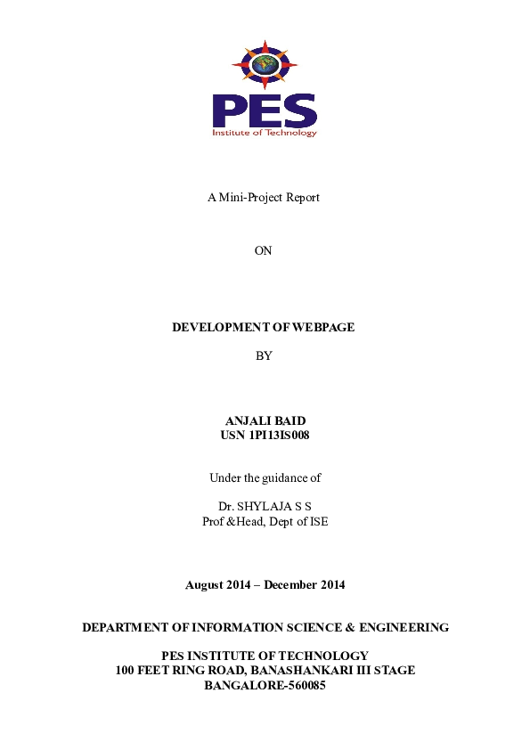 (DOC) A Mini-Project Report ON DEVELOPMENT OF WEBPAGE BY