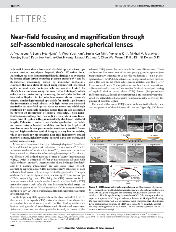 (PDF) Near-field focusing and magnification through self-assembled ...