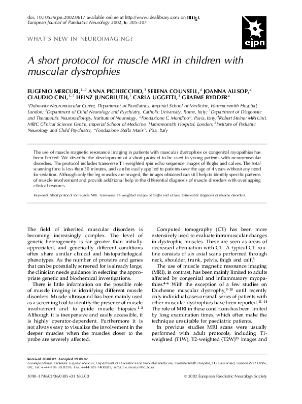 (PDF) A short protocol for muscle MRI in children with muscular dystrophies