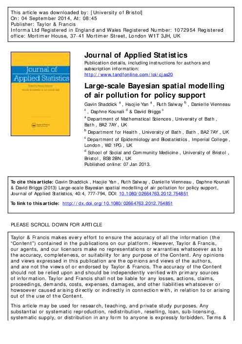 (PDF) Large-scale Bayesian spatial modelling of air pollution for policy support