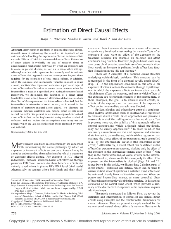(PDF) Estimation of Direct Causal Effects