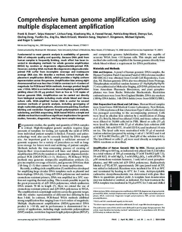 (PDF) Comprehensive human genome amplification using multiple ...