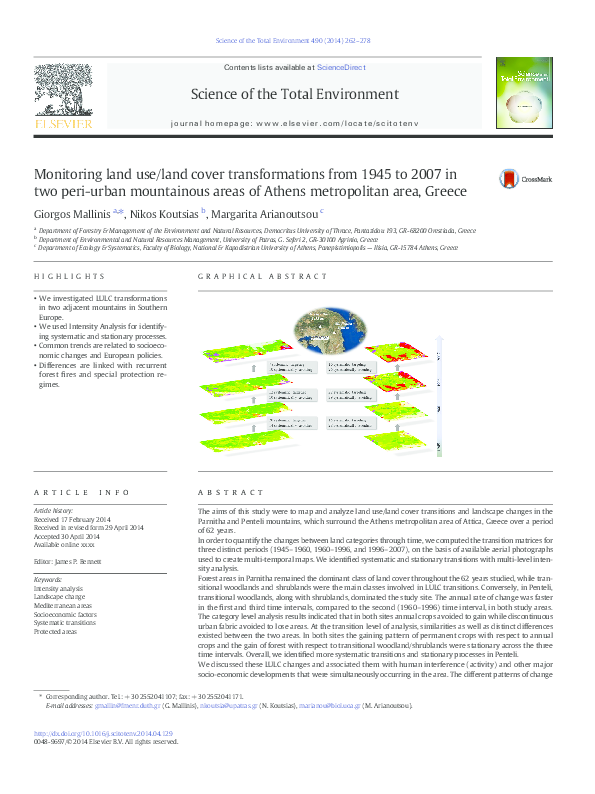 (PDF) Monitoring land use/land cover transformations from 1945 to 2007 ...