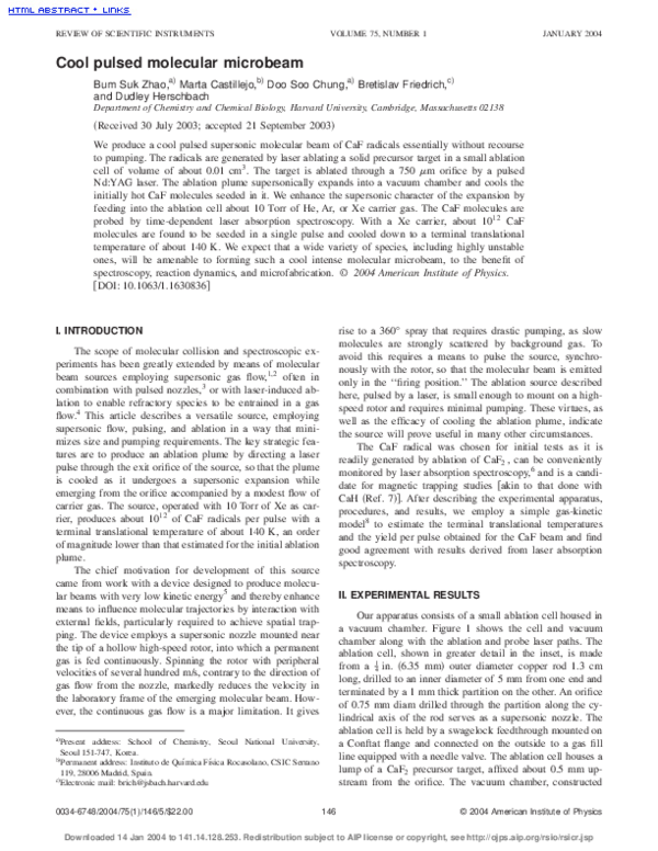 (PDF) Cool pulsed molecular microbeam