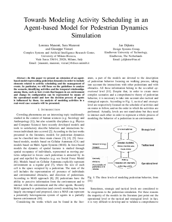 Pdf Towards Modeling Activity Scheduling In An Agent Based Model For