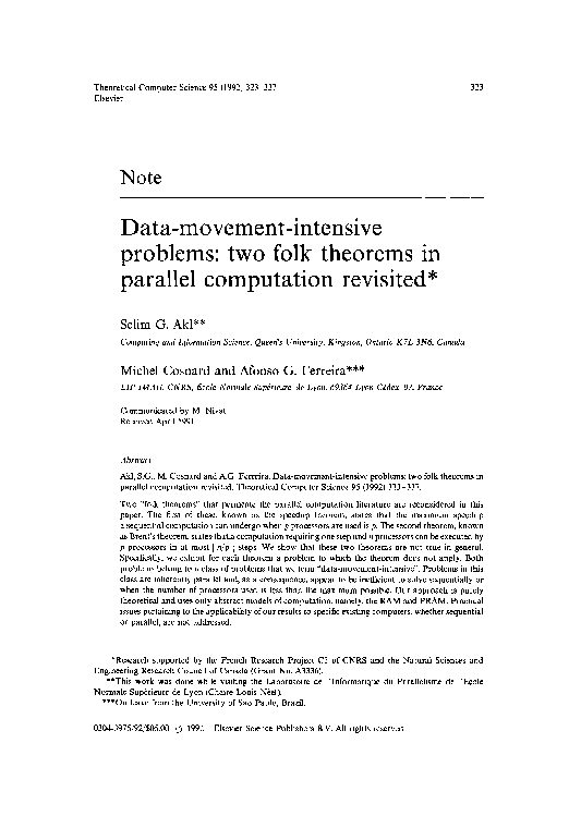 (PDF) Data-movement-intensive problems: two folk theorems in parallel computation revisited