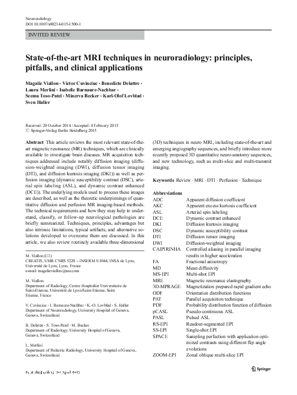 (PDF) State-of-the-art MRI techniques in neuroradiology: principles ...