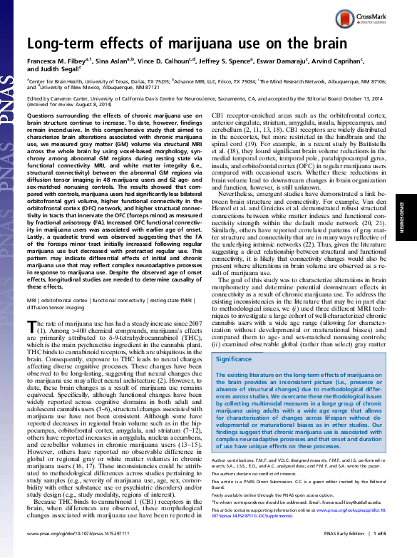 (PDF) Long-term effects of marijuana use on the brain