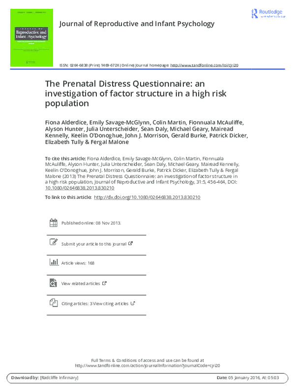 (PDF) The Prenatal Distress Questionnaire: an investigation of factor ...