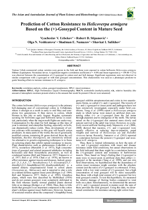 (PDF) Refuge cropping systems for Helicoverpa armigera (Hubner) resistance management in BT ...