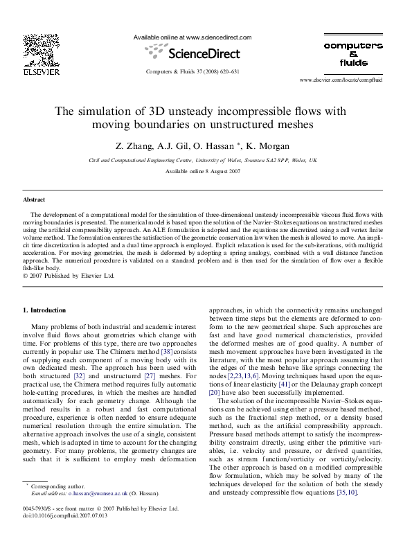 (PDF) The simulation of 3D unsteady incompressible flows with moving boundaries on unstructured ...