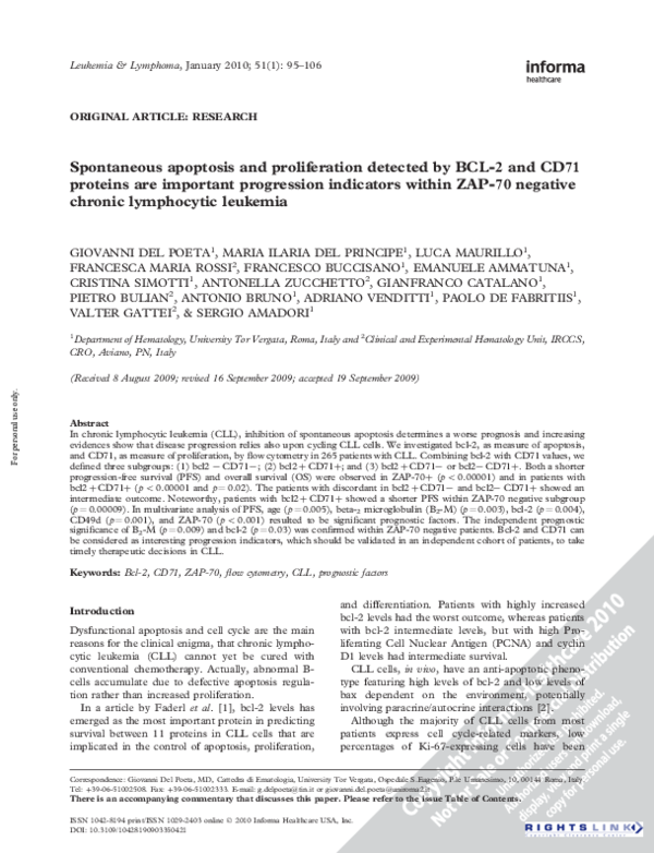 (PDF) Spontaneous apoptosis and proliferation detected by BCL-2 and ...
