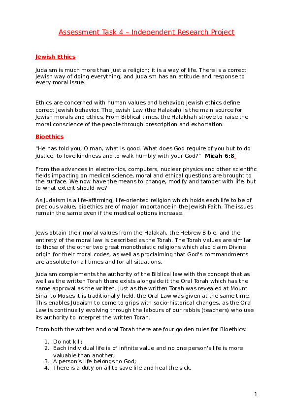 (DOC) Assessment Task 4 – Independent Research Project