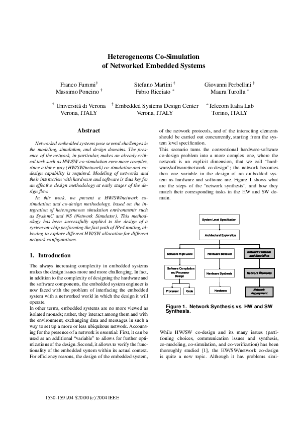 (PDF) Heterogeneous co-simulation of networked embedded systems