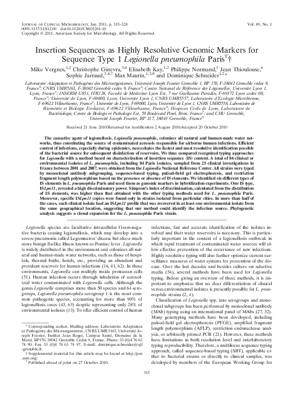 (PDF) Insertion Sequences as Highly Resolutive Genomic Markers for ...