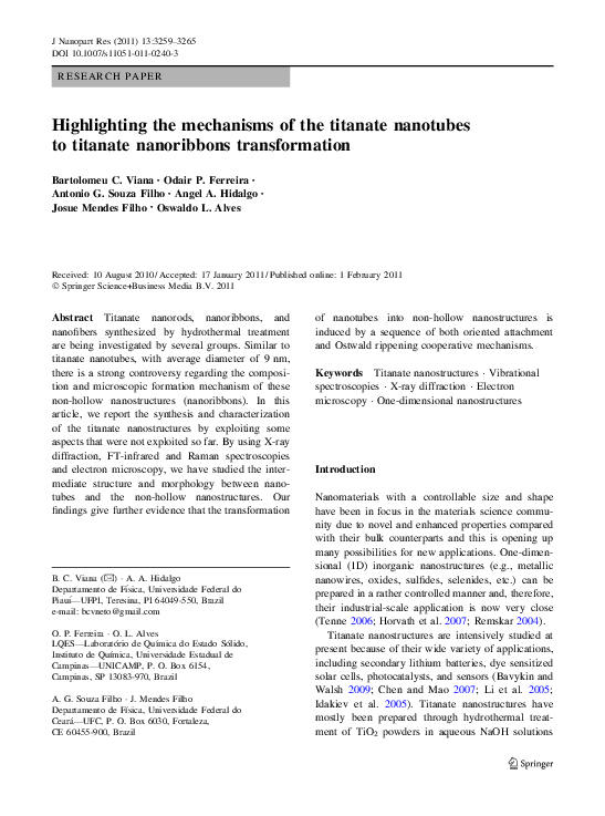 (PDF) Highlighting the mechanisms of the titanate nanotubes to titanate ...
