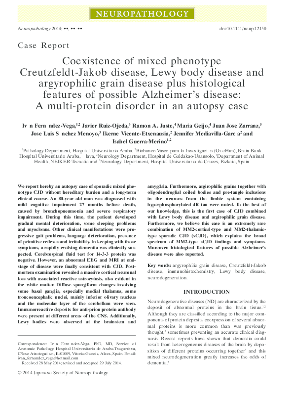 (PDF) Periodic EEG discharges and status spongiosus of the cerebral ...