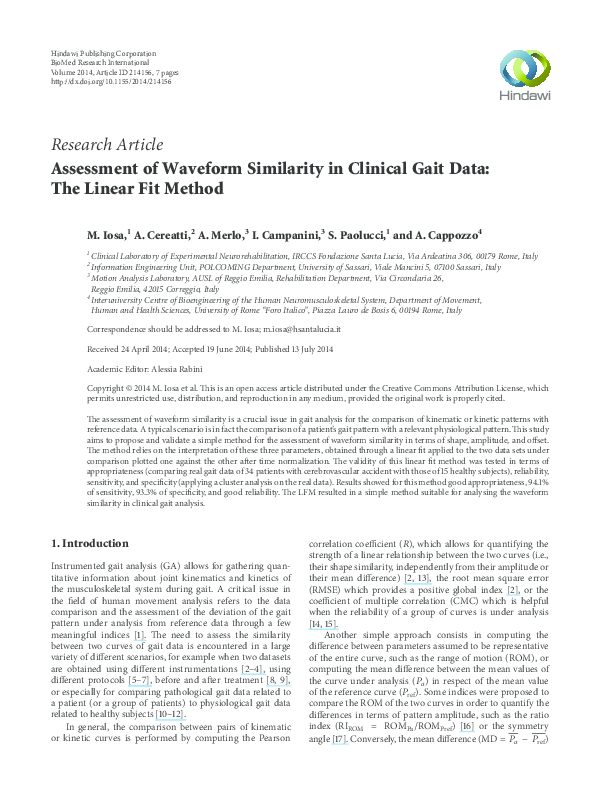 (PDF) Assessment of waveform similarity in clinical gait data: the linear fit method