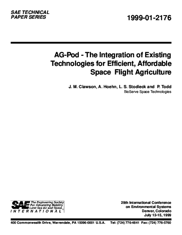 (PDF) AG-Pod -The Integration of Existing Technologies for Efficient ...