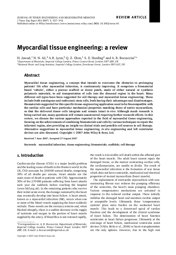 (PDF) Myocardial tissue engineering: a review