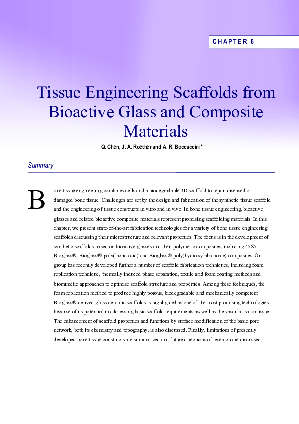 (PDF) Tissue Engineering Scaffolds from Bioactive Glass and Composite ...