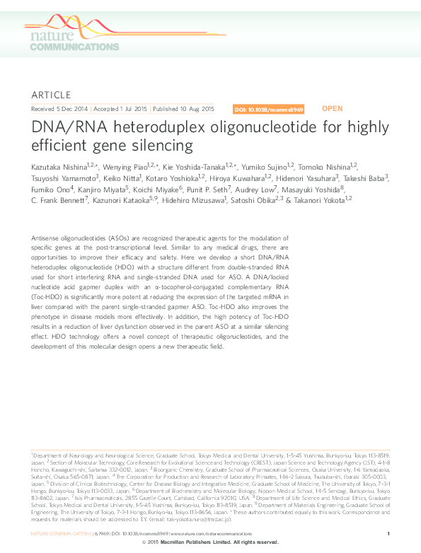 (PDF) DNA/RNA heteroduplex oligonucleotide for highly efficient gene ...