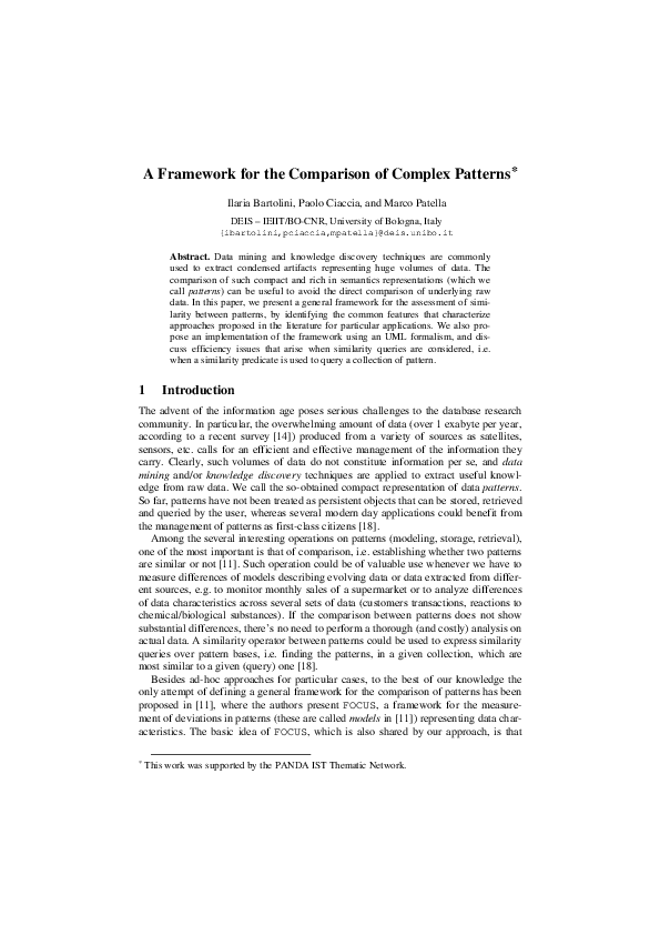 (PDF) A framework for the comparison of complex patterns