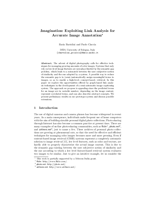 (PDF) Imagination: Exploiting link analysis for accurate image annotation