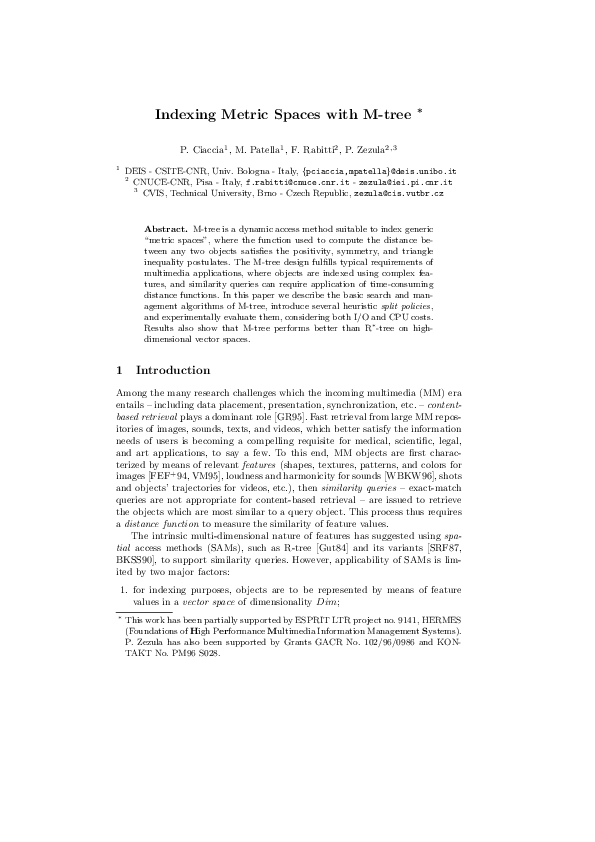 Pdf Indexing Metric Spaces With M Tree