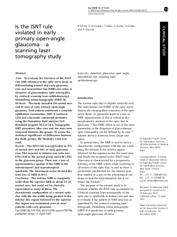 (PDF) Is the ISNT rule violated in early primary open-angle glaucoma—a ...