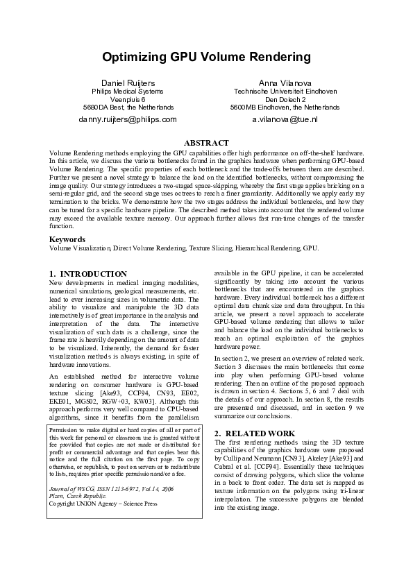 (PDF) Optimizing GPU volume rendering