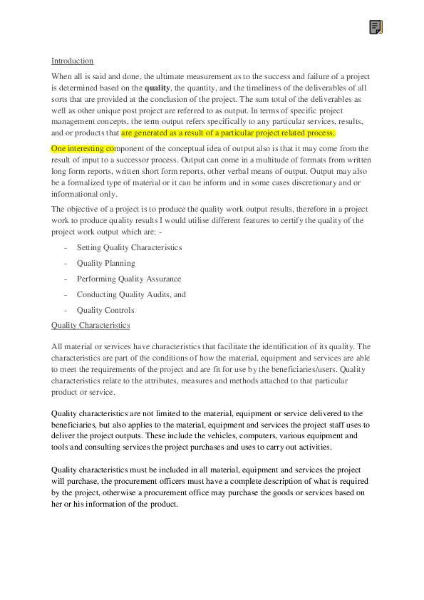 (PDF) Quality Assurance Output