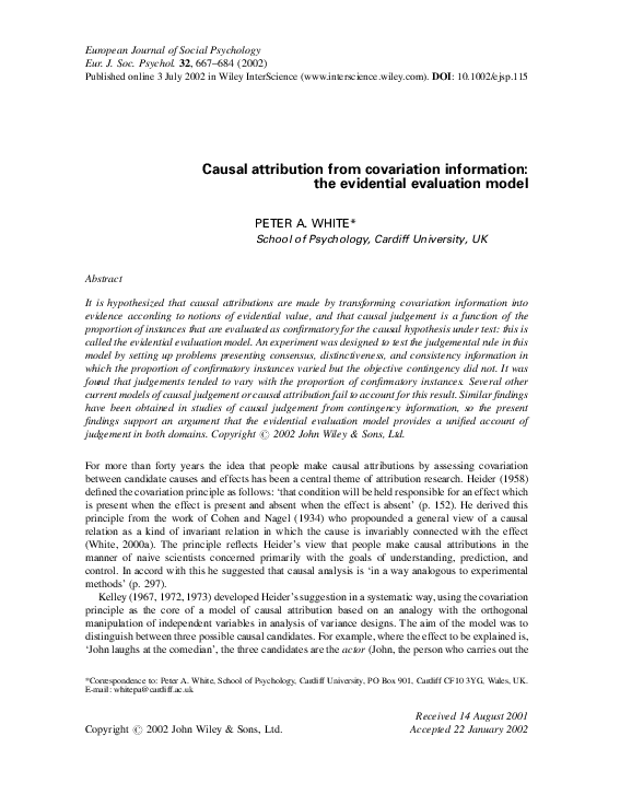 (PDF) Causal attribution from covariation information: the evidential ...