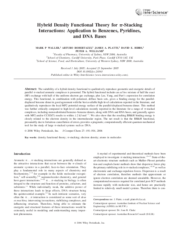 (PDF) Hybrid density functional theory for π-stacking interactions: Application to benzenes ...